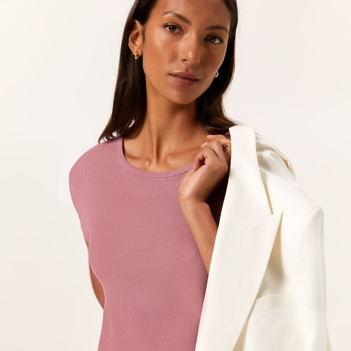 Crew Neck Sweater With Short Sleeves In Viscose Blend – Sacoor Brothers