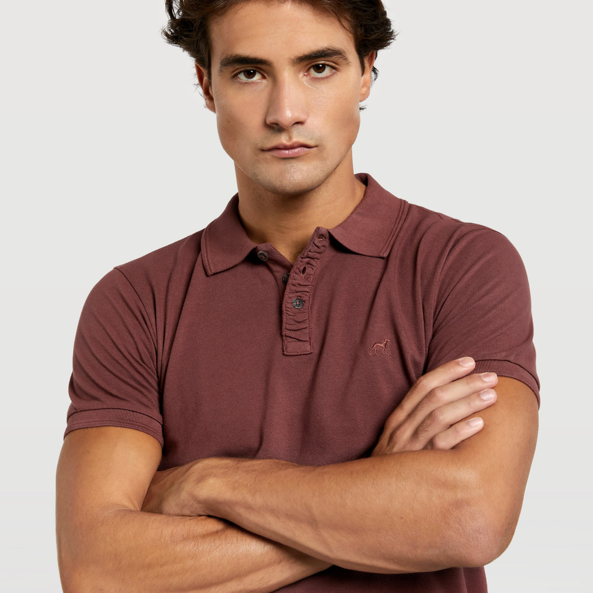 Slim fit garment dye piqué polo shirt with wrinkled placket – Sacoor ...